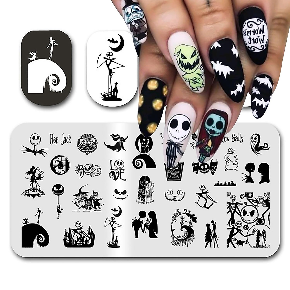 Halloween Nail Stamping Plate Nightmare Christmas Nails Stamping Kit The Day of Dead Ghost Holiday Nail Stamping Plate Halloween Nail Stamper Kit for Women Girls DIY Salon