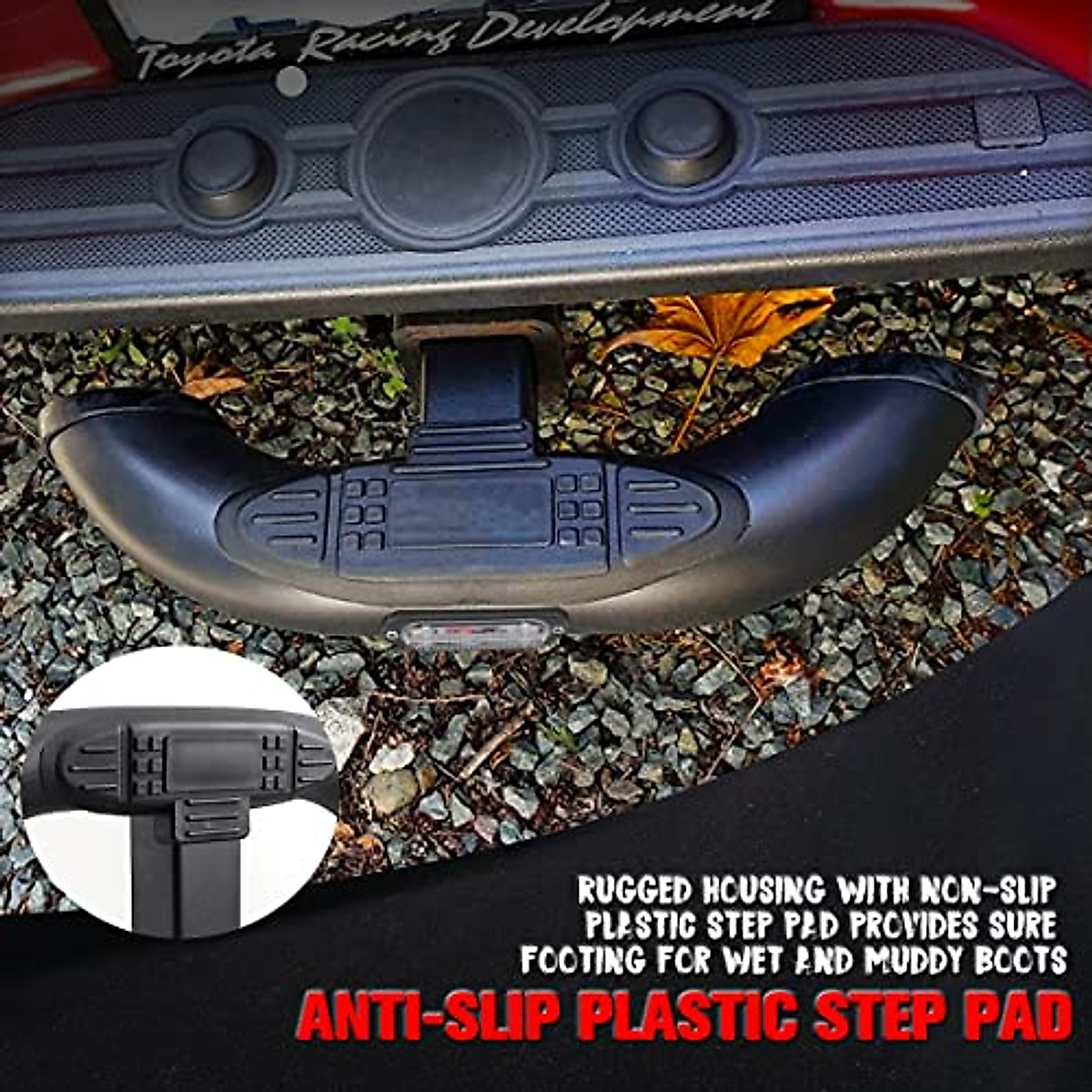 Chelhead Hitch Mount Bumper Step with 6W Red Braking Light Heavy-Duty Towing Hitch Mount for 2'' Standard Receiver Compatible with Trucks Chevy (Chevrolet) Ford Toyota GMC Dodge RAM Jeep