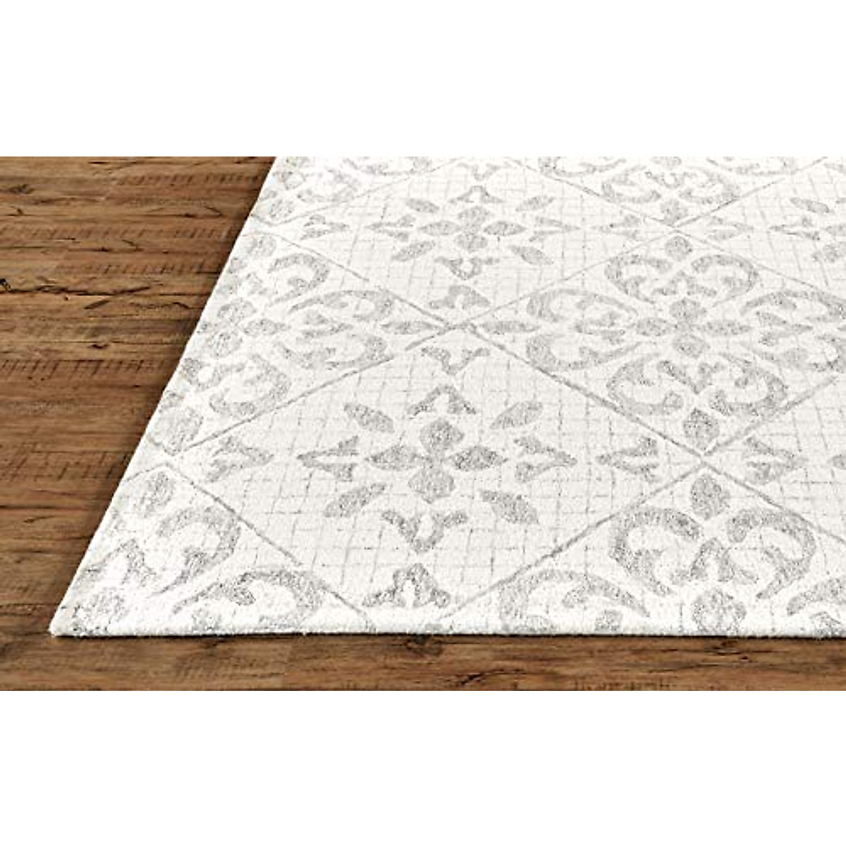 Feizy Rugs - Rhett Geometric Lattice Print Rug, Ivory/Wolf Gray, 8ft x 10ft Area Rug