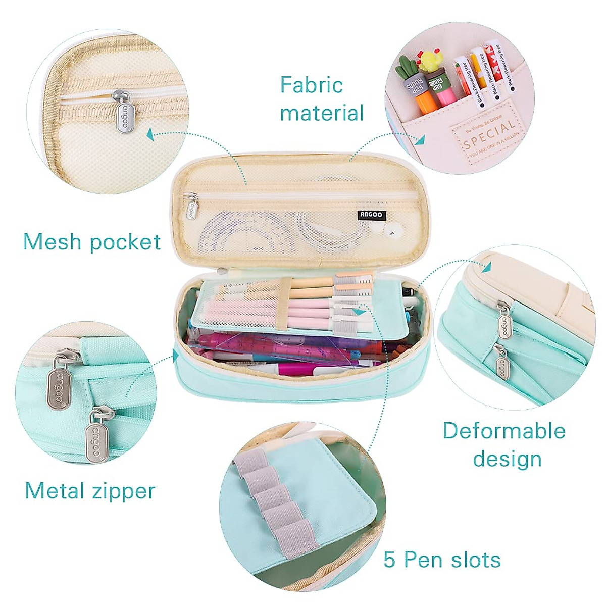 Oyachic Big Capacity Pencil Case, Telescopic Pencil Pouch,Zipper Pen Bag,Canvas Markers Organization Makeup Bag Box,Pencil Holder Office Supplies