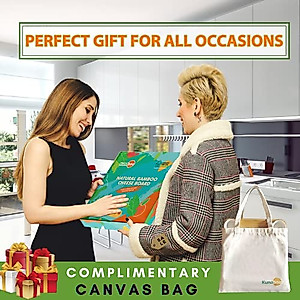 Kunaboo Bamboo Charcuterie Board Set-Green Ramekins-Climate Pledge Friendly Certified Cheese Board with Knife Set (FSC Certified eco-Friendly Bamboo)-Free Travel Canvas Bag-Cheese Boards Gift Set
