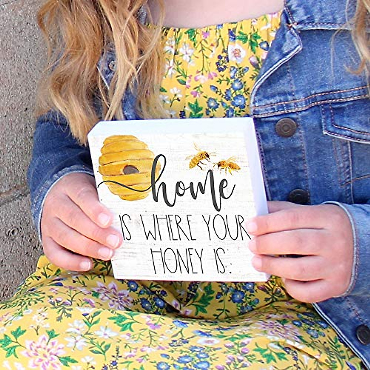 Simply Said, INC Small Talk Sign 5.25" Wood Block Plaque STS1295 - Home is Where Your Honey is