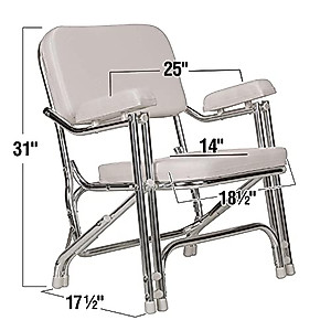 Seachoice Folding Deck Chair, White, Marine Vinyl, Folds For Easy Storage