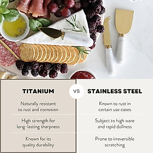 The Bamboo Abode Marble Cheese Knife Set | Cheese Knives, Cheese Knife Set for Charcuterie Board, Cheese Board Accessories, Cheese Tools, Charcuterie Knife Set, Housewarming Gift New Home