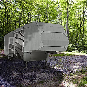 SavvyCraft Deluxe 4-Layer 5th Wheel RV Travel Trailer Camper Cover Fits from 33'-37'L W/Zipper Access