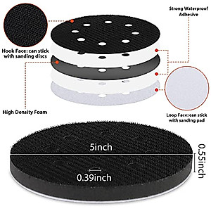 6 Pack Interface Buffer Pads, 5 Inch 8 Holes Hook and Loop Soft Sponge Cushion Buffer Backing Pads Orbital Sander Foam Pad, Foam Interface Sanding Pads for Orbital Sander Automotive Polishing Machine