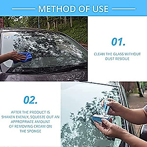 WOSLXM Car Glass Oil Film Cleaner, Glass Film Removal Cream with Sponge, Car Windshield Cleaner Oil Film Remover Glass Stripper Water Spot Removing Paste (1PCS)