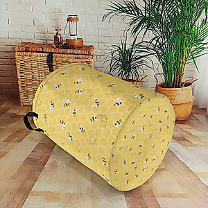 Yellow Bees On The Honey Honeycombs Laundry Basket with Handle 45L Laundry Hamper Collapsible Toys Storage Basket Toys Room Storage Basket