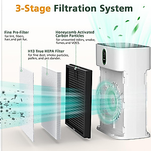 HY4866 Replacement Filter Compatible with MORENTO HY4866, WESTHEY HY4866, YIOU M1 Air Purifier, 3-in-1 H13 Ture HEPA Replacement Filters (Extra 4 Pre-filter) Enhanced Version for HY4866