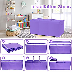 Pantryily Extra Large Toy Box for Girls Boys - Collapsible Toy Chest Boxes Organizers and Storage for Nursery,Playroom,Office (Violet) 35.8"x12.6"x16"