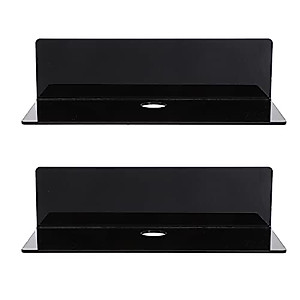 Scicalife Black Metal Bookshelf 2pcs Wall Shelf Speaker Shelf Acrylic Small Wall Shelf Speaker Mount Speaker Stand for Webcam Mesh WiFi Mesh Router Toy Plants Display Black Speakers Stands