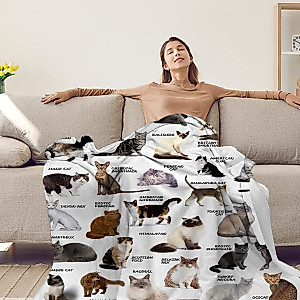 Cute Cat Blanket for Boys Girls, Ultra Soft Kids Cat Throw Blanket for Cat Lovers, Lightweight Cozy Cat Gifts Blanket for Christmas Thanksgiving Bed Couch Sofa 40x50in