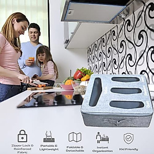 Collapsible Fabric Storage Bag Organizer | Fits Ziploc, Hefty | Neatly Organizes Plastic Bags | Ideal for Kitchen Drawers