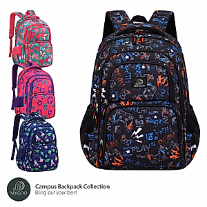 MYGOO Boys' Backpack | Campus Collection | Gamer Black Design | Perfect for Primary School | 17" Tall 24L Capacity