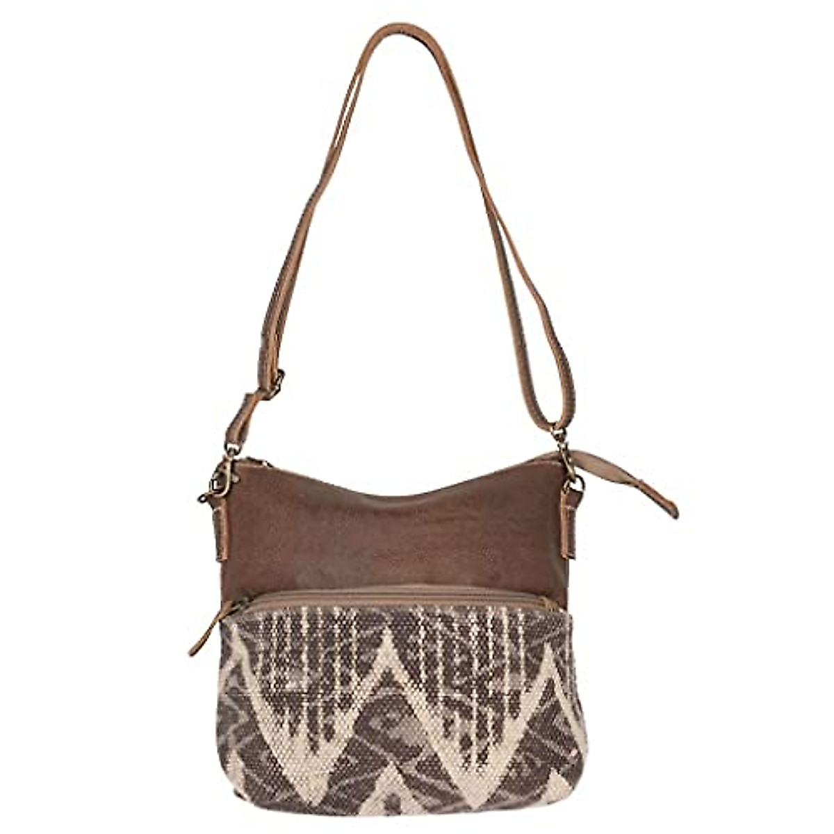 Myra Bag Coffee Canvas Small & Crossbody Bag Upcycled Canvas, Leather & Rug S-2156