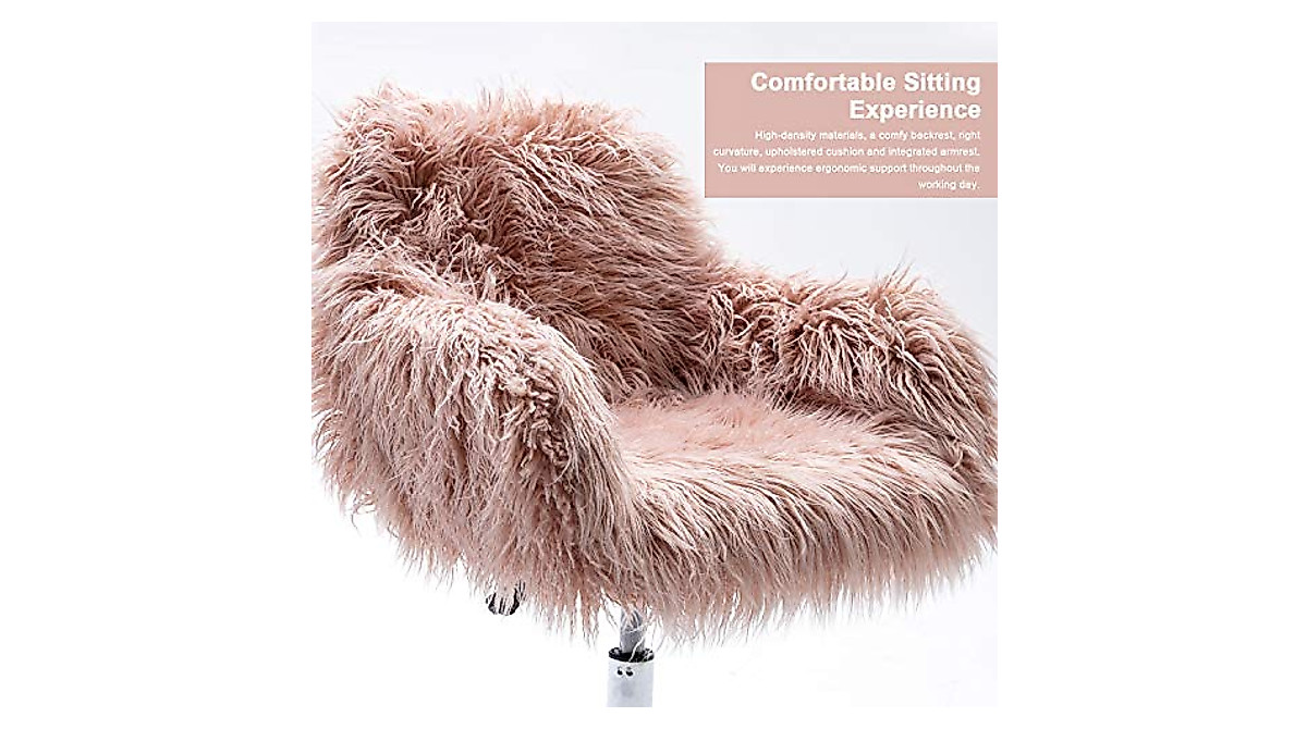 Stylish DKLGG Fluffy Office Desk Chair in Pink