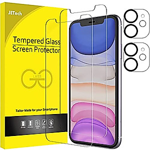 JETech Screen Protector for iPhone 11 6.1-Inch with Camera Lens Protector, Tempered Glass Film, 2-Pack Each