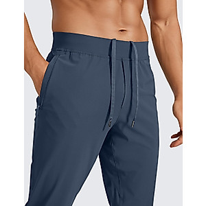 CRZ YOGA Athletic Joggers for Men - 29" Lightweight Running Training Pants with Zip Pockets and Ankle Zippers Electric Blue X-Large
