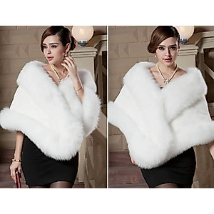 Women's Faux Fur Shawl Soft Versatile Scarf Wrap Shrug Winter Warm Cloak Coat Cape for 1920s Bridal Wedding Evening Dresses