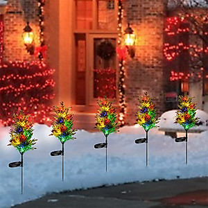 Solar Garden Lights Pine Shape Decorative Light LED Lamp Waterproof Solar Led Lights Outdoor Lighting Christmas Tree Decoration Light for Decorative Home Garden 2PCS