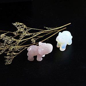 Carved Healing Crystals Gemstones Elephant Statue Figurine Collectible Decor 1.5 inches (Green Aventurine)