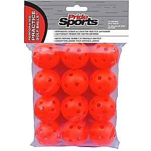PrideSports Golf PAWB5612 Orange Perforated Practice Balls,12 pcs