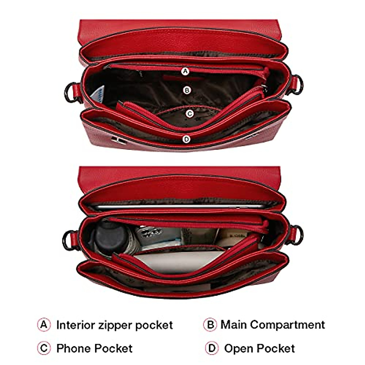 Small Top-handle Bags for Women, Genuine Leather Crocodile Skin Ladies Crossbody Bags with 2 Shoulder Straps Womens Small Satchel Purses and Handbags (Red)