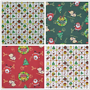 iNee Christmas Fat Quarters Fabric Bundles, 100% Cotton Quilting Sewing Fabric, 18 x22 inches