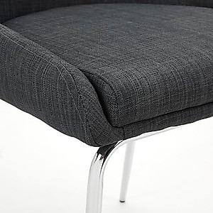 Uptown Club Myra Dining Chairs Set of 2 with Sturdy Metal Frame, Comfortable Seating for Up to 250 Lbs, Tufted Accent Furniture for Modern Homes, Linen Grey + Chrome Legs