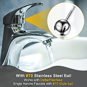 Enhon Kitchen Faucet Cartridge Repair Kit, Compatible with Delta/peerless Faucet 86970 Single Handle #70 Ball Valves and Lever Handles, Fix Dripping Faucets, Stainless Steel (2 Packs)