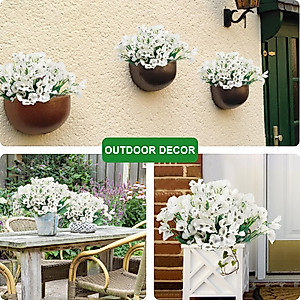 Aufind 12 Bundles Artificial Flowers, Outdoor Indoor UV Resistant Fake Flowers No Fade Faux Plastic Greenery Shrubs Garden Porch Window Box Decorating