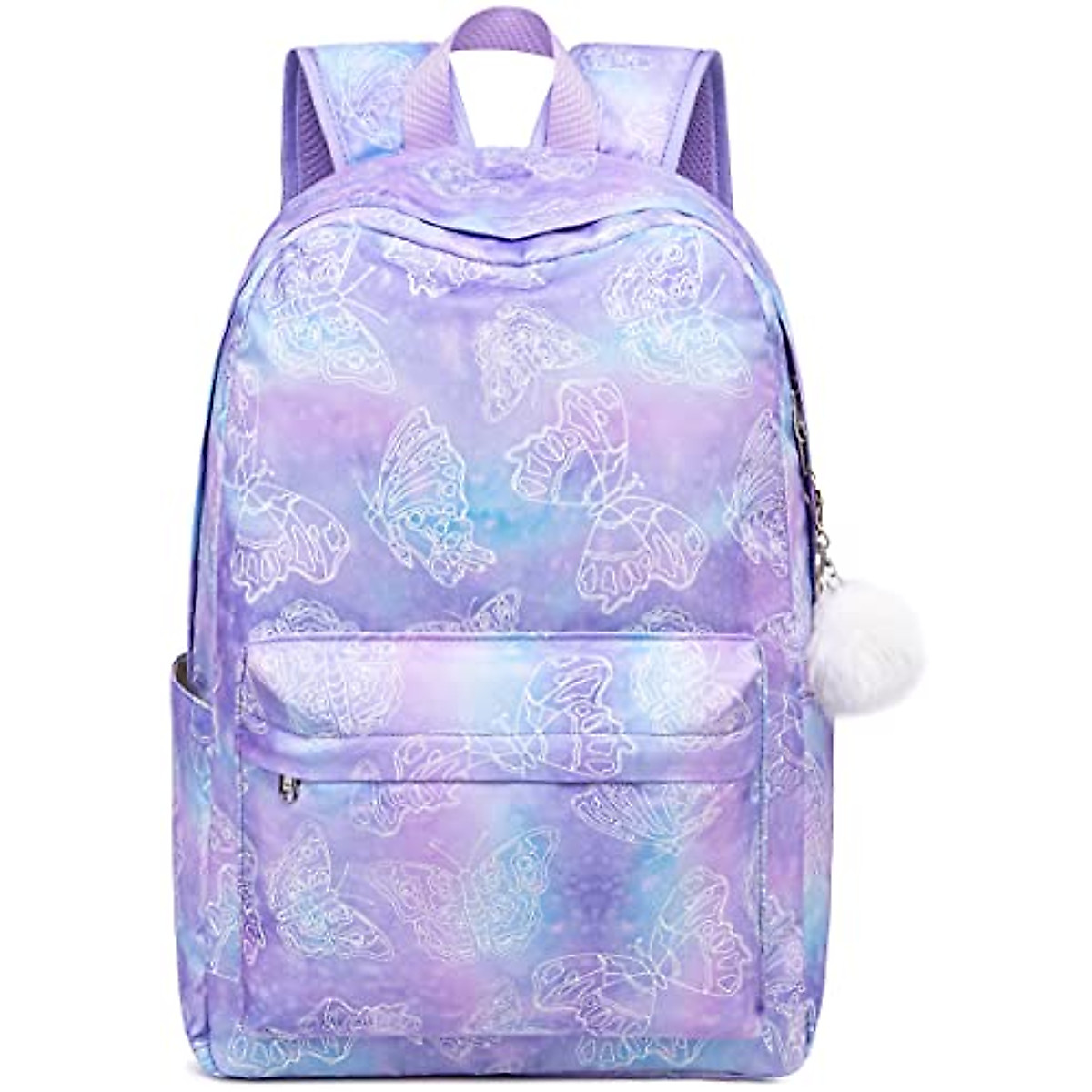 CAMTOP School Backpack for Girls Teens Bookbag Set Kids Backpack 3 In 1,School Bags with Lunch Box Pencil Case for Age 6-14 (Butterfly-Luminous)