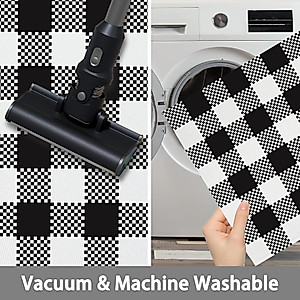 SPUNKER Doormat Checkered and Black Plaid Squares Tartan Door Welcome Mat Vintage Rustic Yard Non Slip Seasonal Home Decoration Indoor Outdoor 17 X 30 Inch