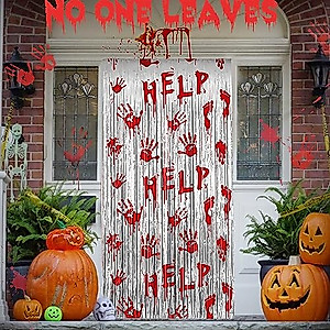 Halloween Party Decorations Scary Bloody Halloween Photo Backdrop Streamers, 2 Pack 3.3 x 6.6 FT Zombie Vampire Halloween Party Decor Foil Fringe Curtain Halloween Backdrops for Parties Indoor Outdoor
