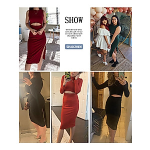 SHANZHEN Bodycon Dresses for Women Elegant Long Sleeve Fall Winter Cutout Ribbed Long Sleeve Dress A-White