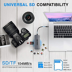 Kinivo 710UC USB-C Hub with USB C to HDMI Adapter - 25CM (4K 60Hz, 7 Ports- 3 USB 3.0 Ports, HDMI Port, 100W PD, SD and TF Card Readers)