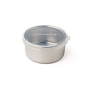 U-Konserve Stainless Steel Round Food-Storage Lunch Container 9oz - Clear Silicone Lid - Leak Proof and Airtight - Dishwasher Safe - Plastic Free