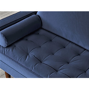 Container Furniture Direct Womble Velvet Upholstered Living Room Diamond Tufted Chesterfield Loveseat With Gleaming Nailhead, Space Blue