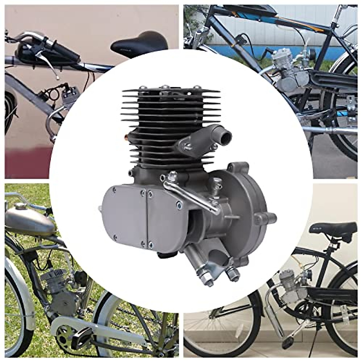 Futchoy 100cc 2-Stroke Bicycle Gasoline Engine Motor Kit Single Cylinder Air-Cooled Hydraulic Handle Motorized Bicycle Gas Engine Motor Kit for Bicycle Over 21 Inches Black