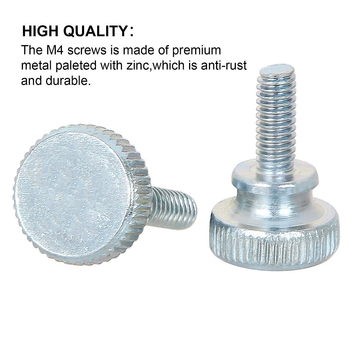 40 PCS M4x10mm Flat Knurled Head Fully Threaded Thumb Screws, Bolts Fastener, Vesa Screws, Monitor Mount Screws for Works with Any TV and Monitor Mounting