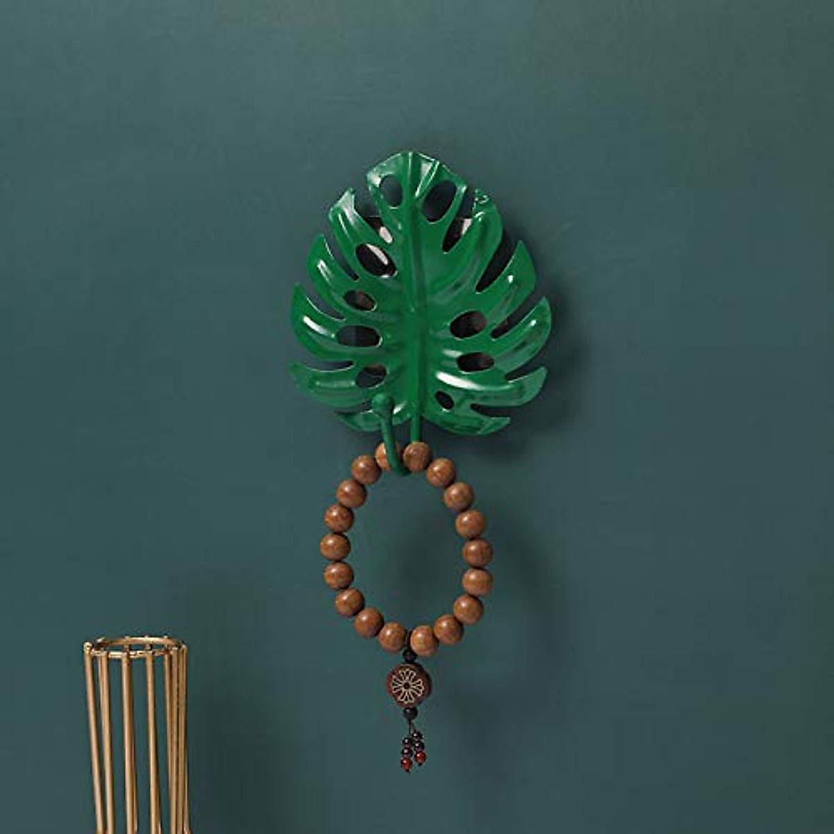 Cabilock 3pcs Leaf Shaped Wall Hooks Decorative Iron Towel Hooks Wall Hanging Coat Key Hooks Clothes Hangers Home Decoration (Green)