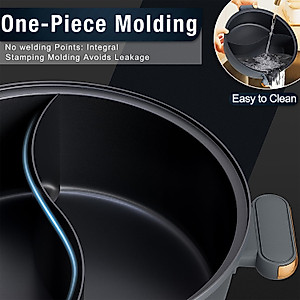 Dezin Hot Pot Electric with Divider, 4L Electric Shabu Shabu with Dual-Flavor Pot,3.7" Depth Nonstick Dual Side Electric Pot with Multi-Power Control for Party, Family and Friend Gathering