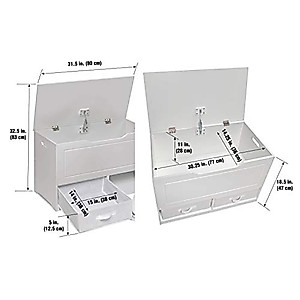 Badger Basket Kid's Up & Down Toy Box and Organizer with Two Reversible Fabric Bins - White