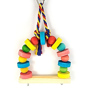 gLoaSublim Bird Toys, Bird Parrot Bright Color Swing Wood Pet Play Toy Climbing Cage Hanging Decor - Random Color