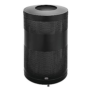 Rubbermaid Commercial Products Classic Trash Can, 51-Gallon, Stainless Steel Black, Hands-Free Indoor/Outdoor Garbage Bin for Mall/Stadium/Office/Lobby/Restaurant