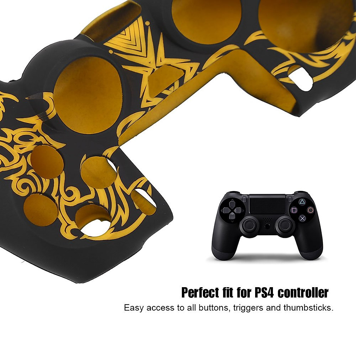 Game Controller Silicone Case, Gamepad Controller Cover Silicone Cover for PS4 Controller, Fashionable Cover Case Silicone Cover Protector Accessories for PS4 Controller(Yellow)