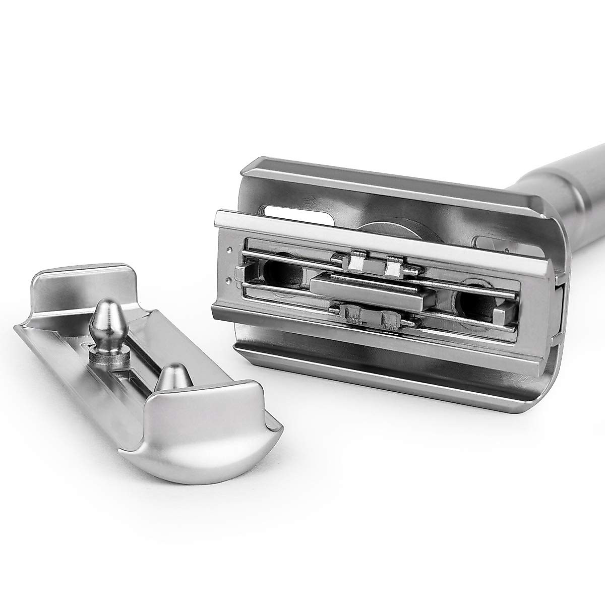 QSHAVE Adjustable Double Edge Classic Safety Razor (1 Razor & 5 pcs Titanium Coated Blades)