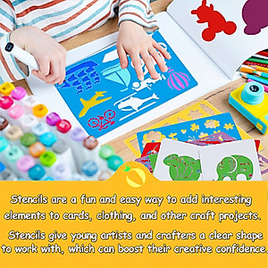 Stencils for Kids, 32 pcs Plastic Drawing Stencils Kits Animals Shape Stencils for Kids Boys Grils Crafts School Art Projects