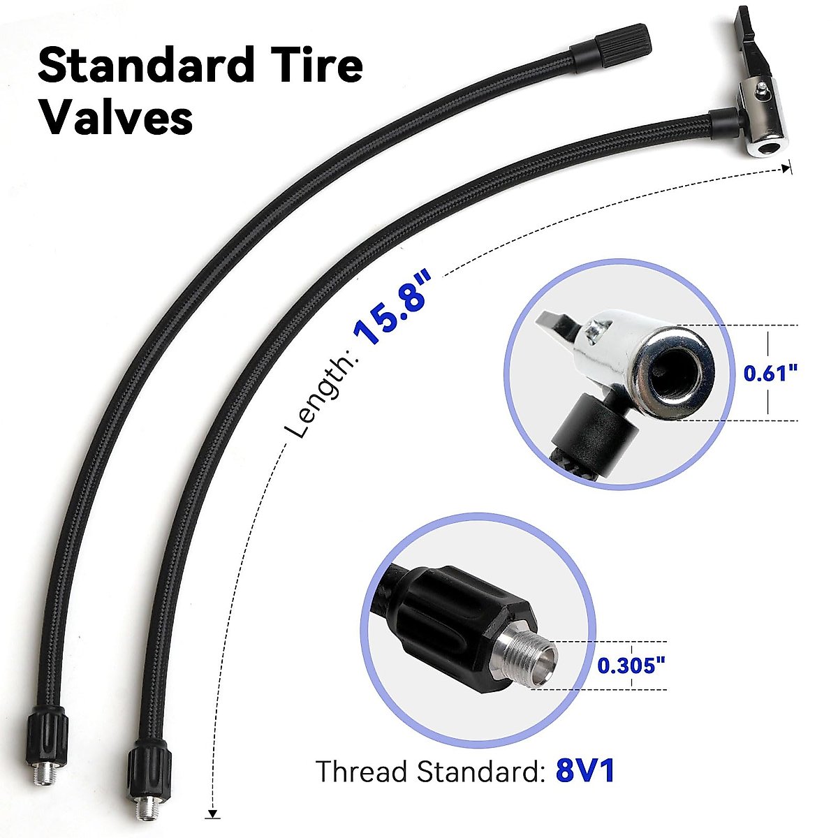 LEXIN Tire Inflator Hose Extension, Lock-On Air Chuck with Hose and Presta Valve Adapter Ball Needle, Air Compressor Twist On Convert to Lock On Connection, Compatible with LEXIN P5/P4