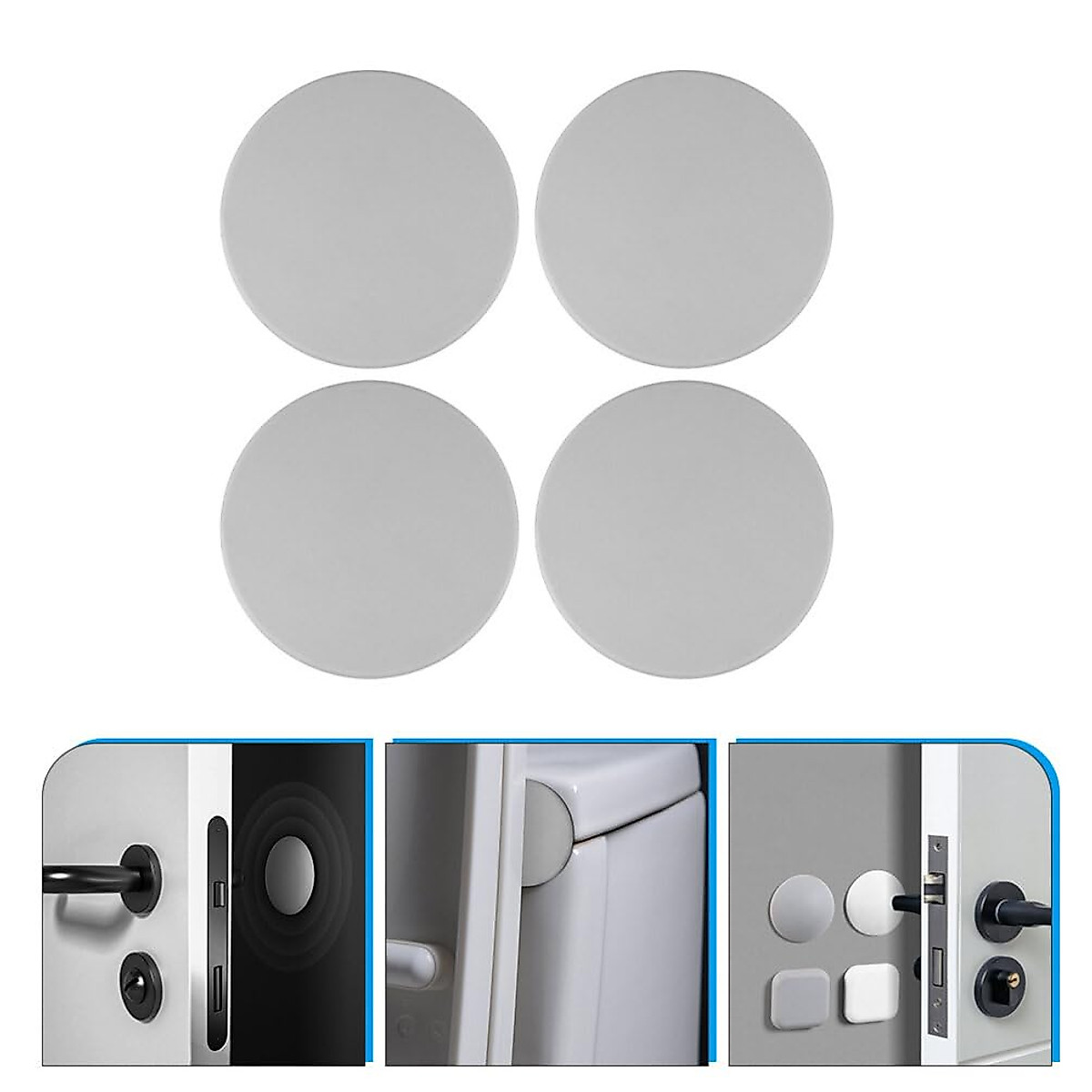 ULTECHNOVO Door Stoppers Wall Protector, 4pcs Silicone Reusable Door Bumper Self Adhesive Quiet Absorbent Gel Door Knobs Wall Protector for Home Office Gray